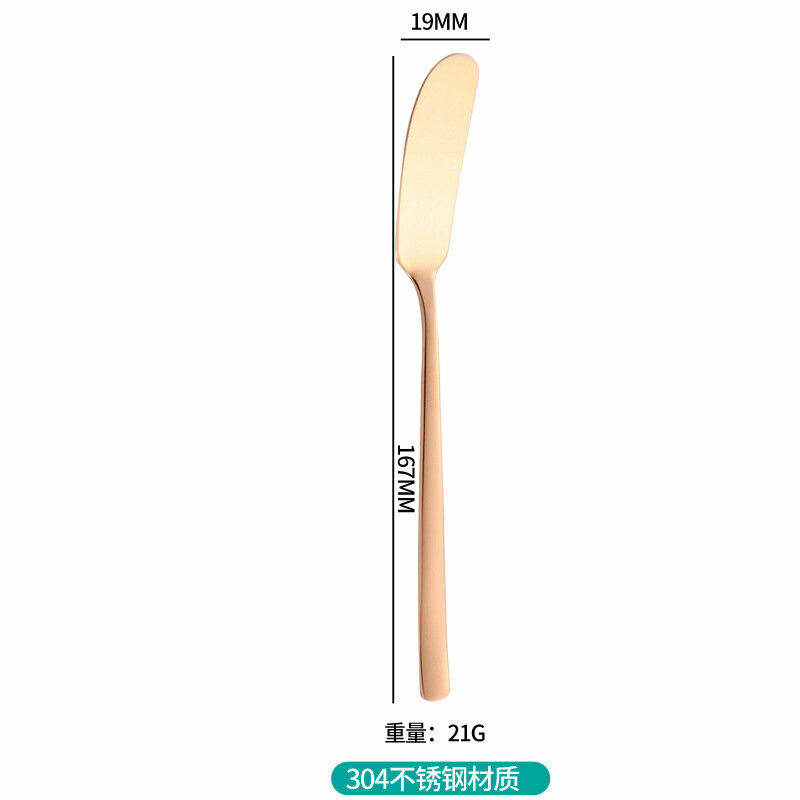 304 Нержавеющая сталь Масляная лопатка Корейский стиль Титановое покрытие Утолщенная ручка Лопатка для хлеба, джема, сливок и масла