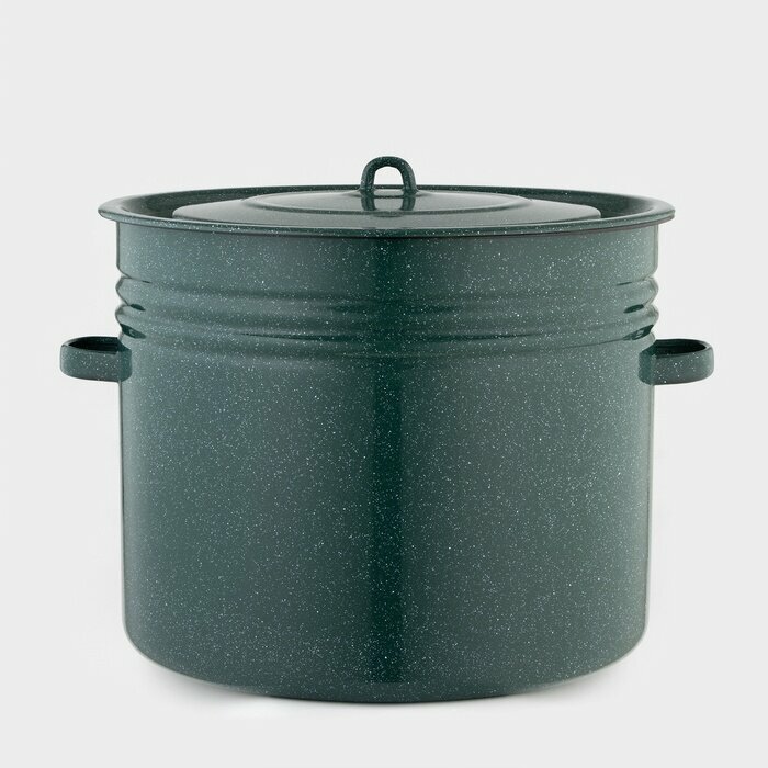 Уценка Бак эмалированный, 40 л, d=42 см, с крышкой, без декора, зелёный