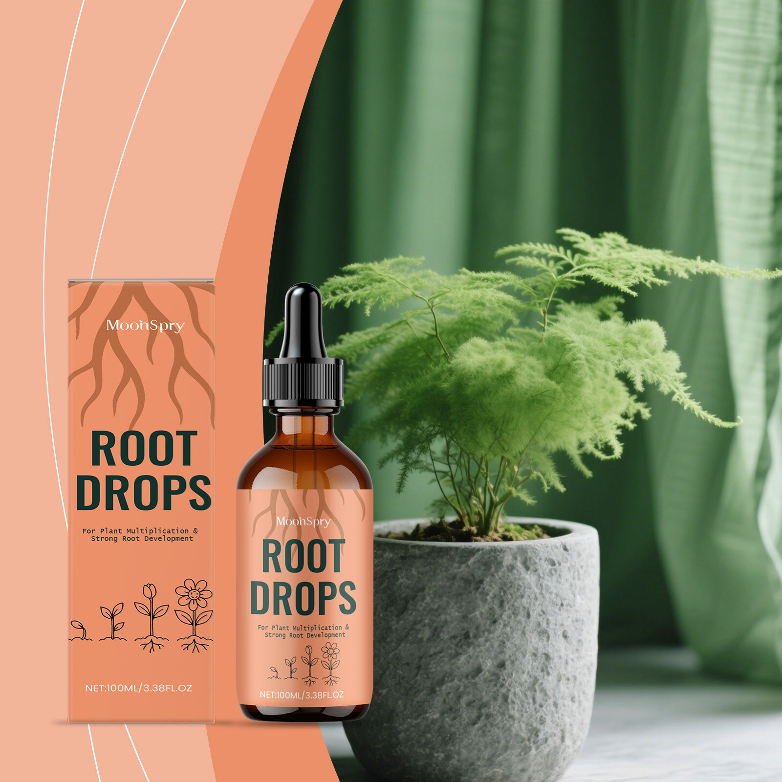 Капли для укоренения растений MoonSpry, жидкое удобрение для комнатных растений, ежедневное питательное решение для укрепления корней зеленых растений