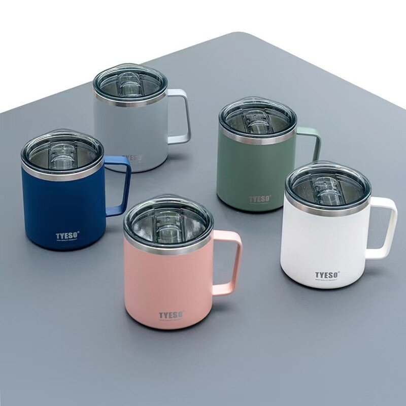 TYESO Набор Кружек Разных Цветов с Ручкой, Изолированные, 400 мл, Подходит для Офиса и Путешествий