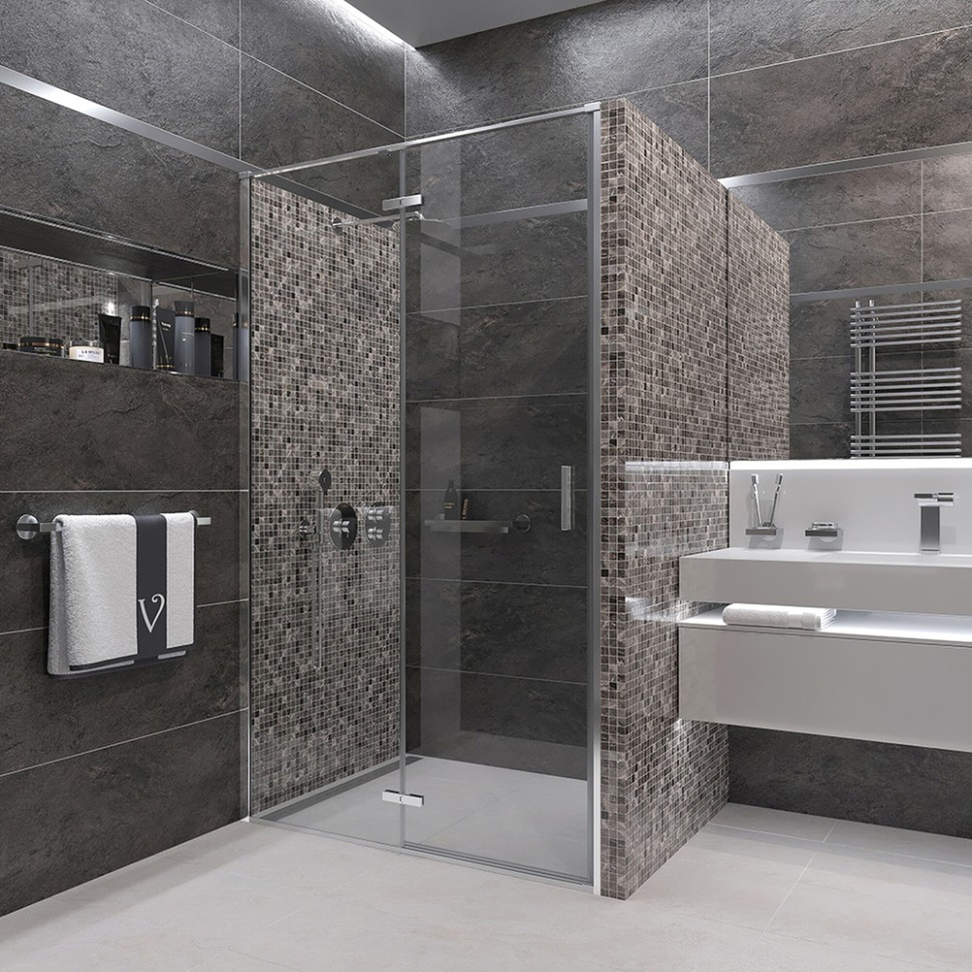 Душевая дверь Veconi Vianno VN-73, 1200x1950, хром, стекло прозрачное