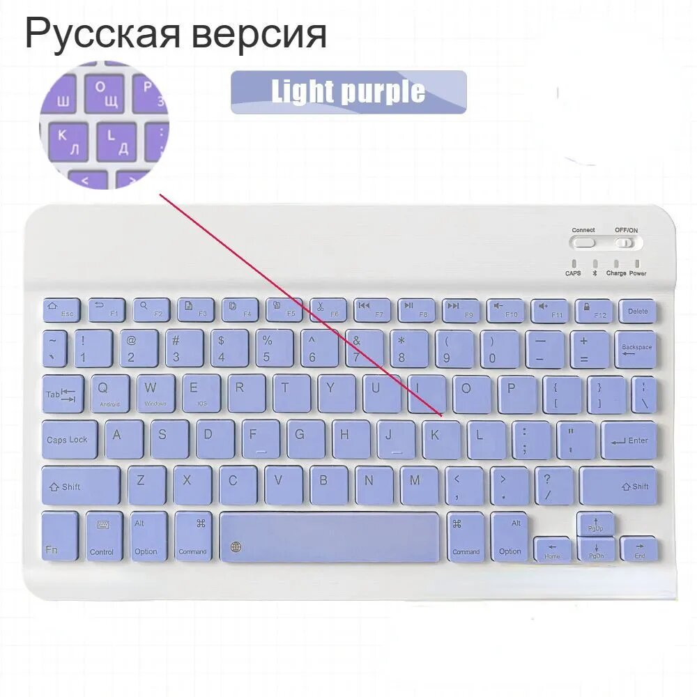 SZAMBIT Клавиатура беспроводная Bluetooth-совместимая клавиатура, Русская раскладка, пурпурный