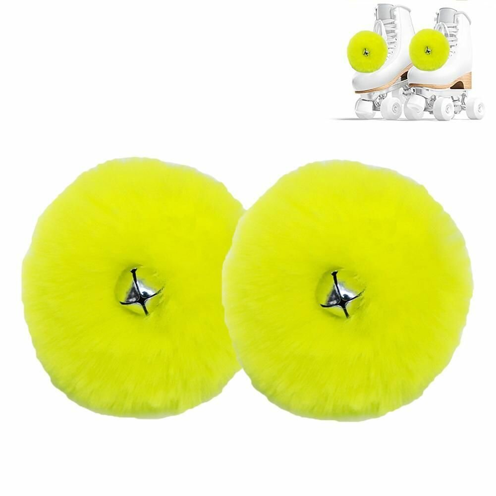 Набор из 2 декоративных помпонов искусственного меха с колокольчиками для детских роликовых коньков фиолетового цвета