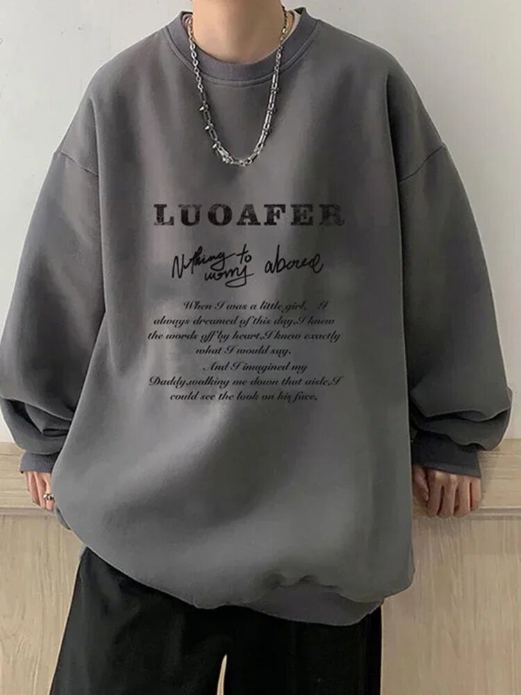 Новинка, винтажный пуловер с надписью, толстовки для мужчин, худи в готическом стиле, свитшот, худи в стиле хип-хоп, флисовая одежда Y2K 4XL, Серый, Темно-серый