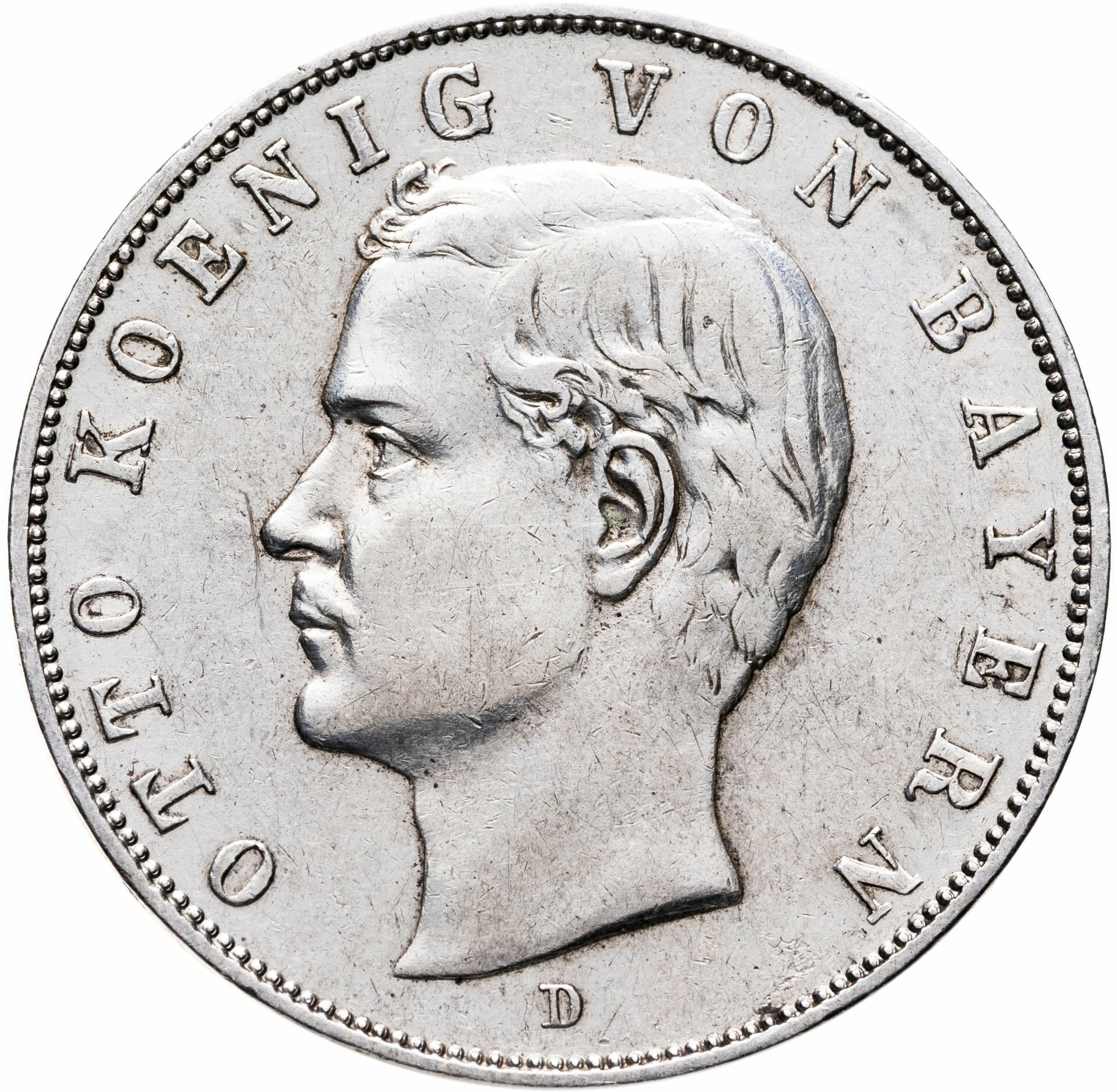 Германская империя Бавария 3 марки mark 1910 D, Серебро 900, в сохранности VF-XF