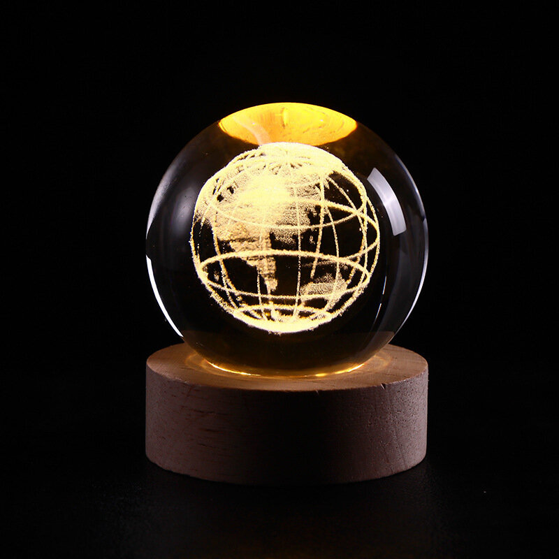Светильник-ночник стеклянный шар ЗемляСветящаяся хрустальная шариковая ночник 3D