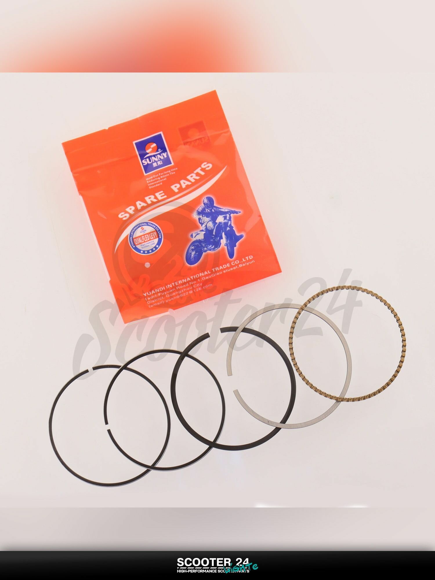 Кольца комплект на китайский 4T мотоцикл и мопед GY6 с двигателем 150 0,25 ( 57,65) "SUNY" (mod.B)