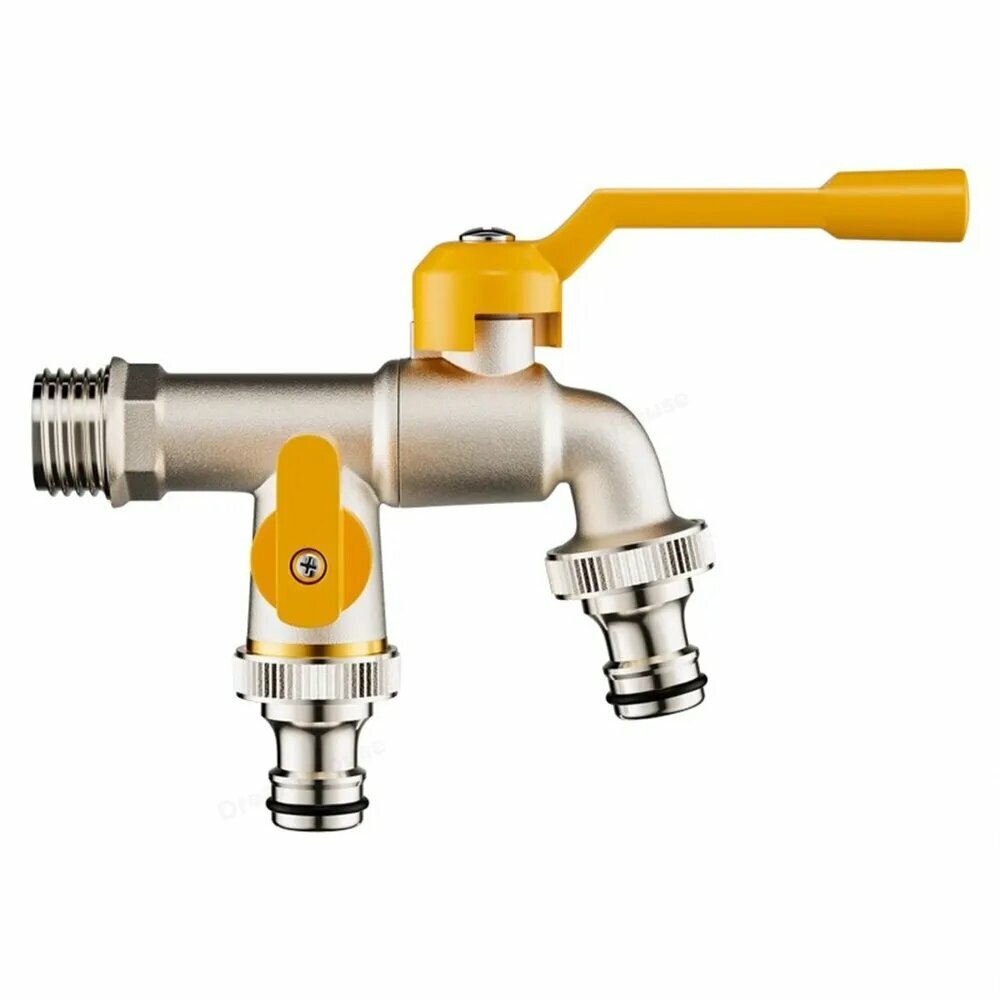 Незамерзающий кран для наружного применения, 2 выход для воды, который можно использовать для водопроводных труб, полива растений, мойки автомобилей и т. д, изготовленных из меди и других металлов.