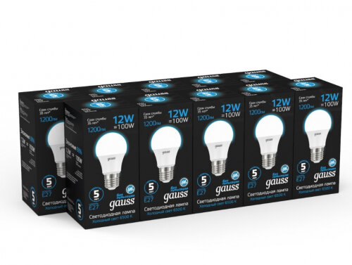 Светодиодная лампа Gauss A60 12W 1200lm 6500K E27 LED