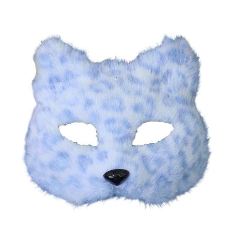 Маска из плюша волка, лисы, кота, Синий