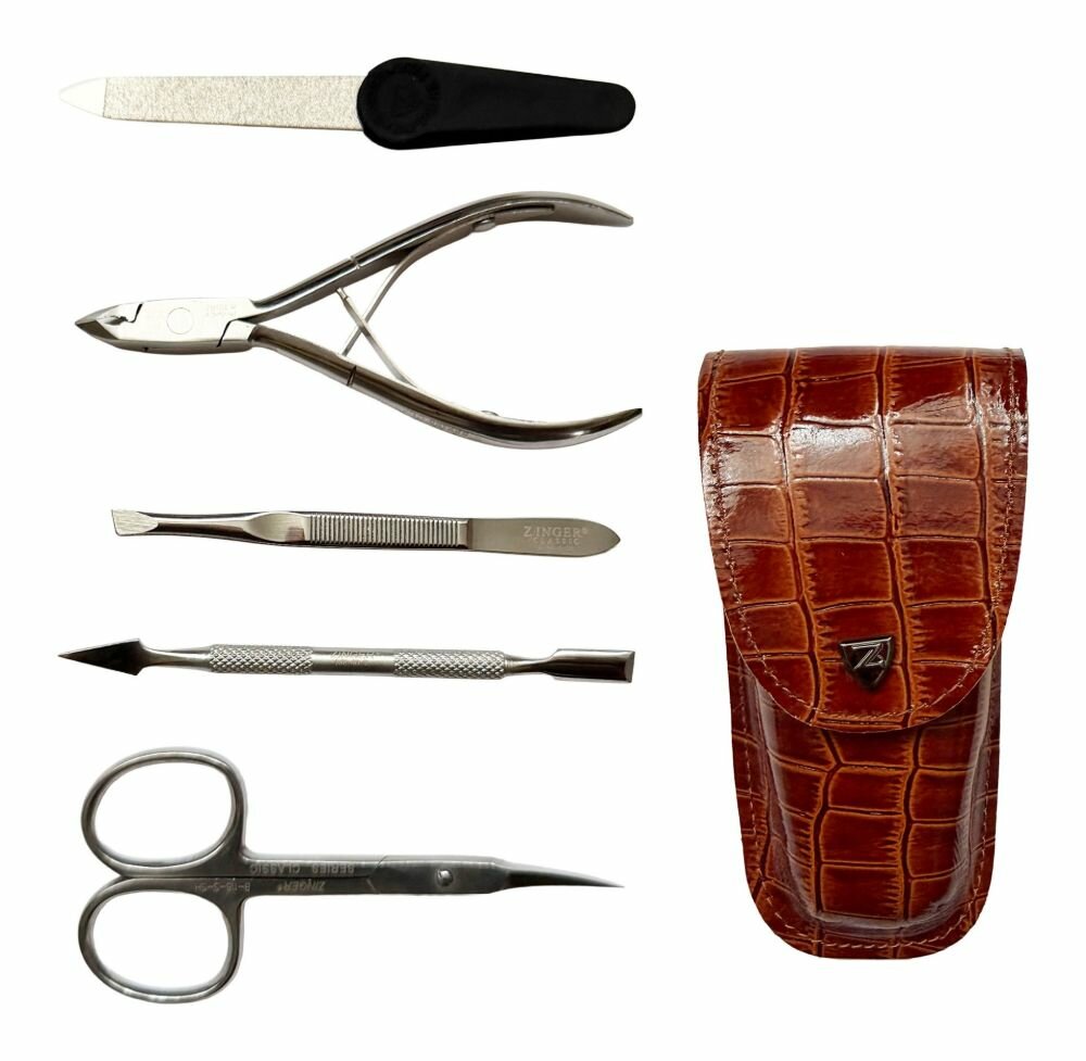 Маникюрный набор Zinger MS-Z2 S-SF, 5 предметов, светло-коричневый
