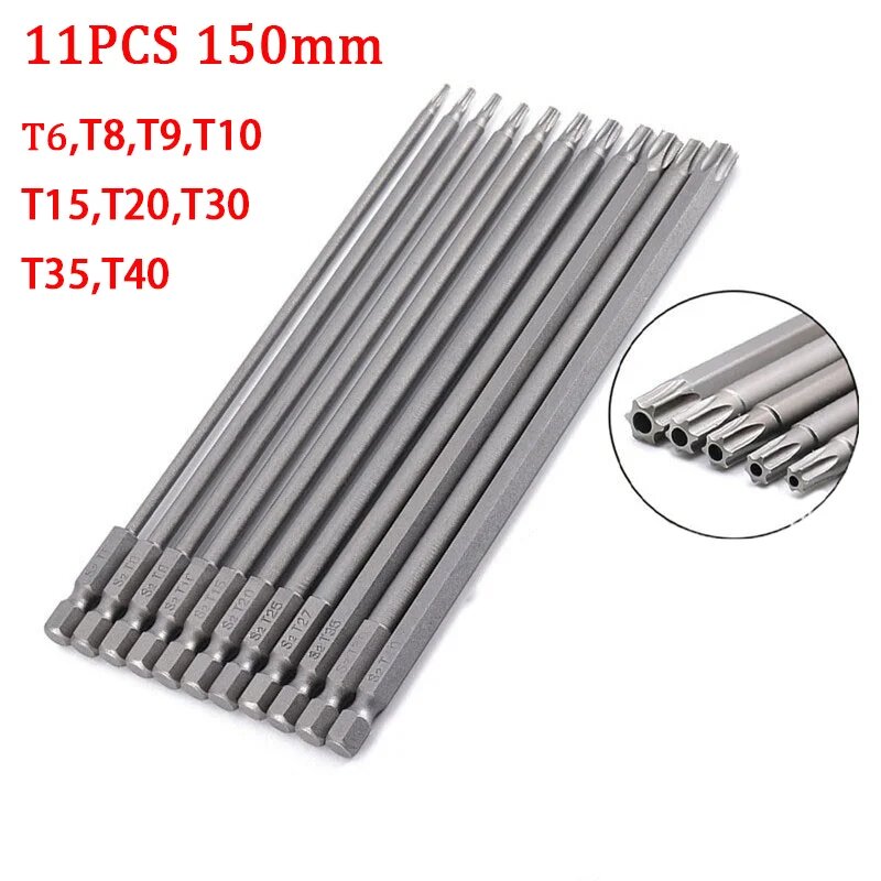 Набор Отверток Torx, 11 Шт, 75 Мм, 150 Мм, С Полыми Насадками, Шестигранный Ключ 1/4, Магнитные Биты Для Электроинструментов