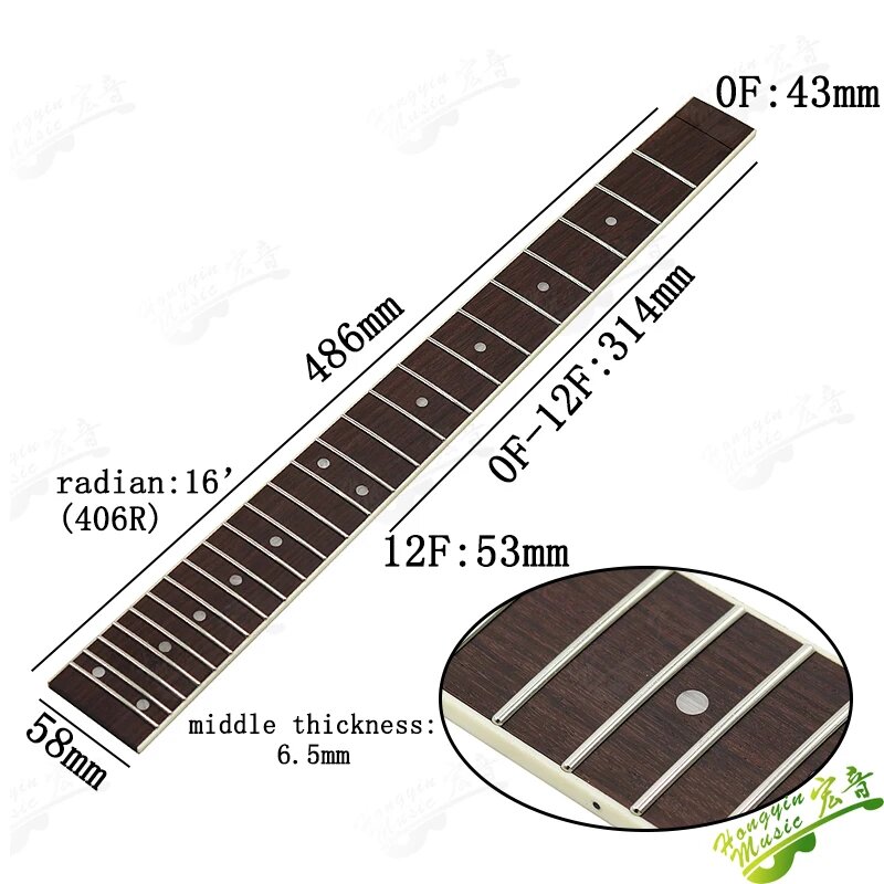 Для электрогитары гриф грифа 648 628, длина струны 22 24 лада, проволока, розовое дерево, гриф из черного дерева, лады со звуковой точкой Rose628-24Fret Wire