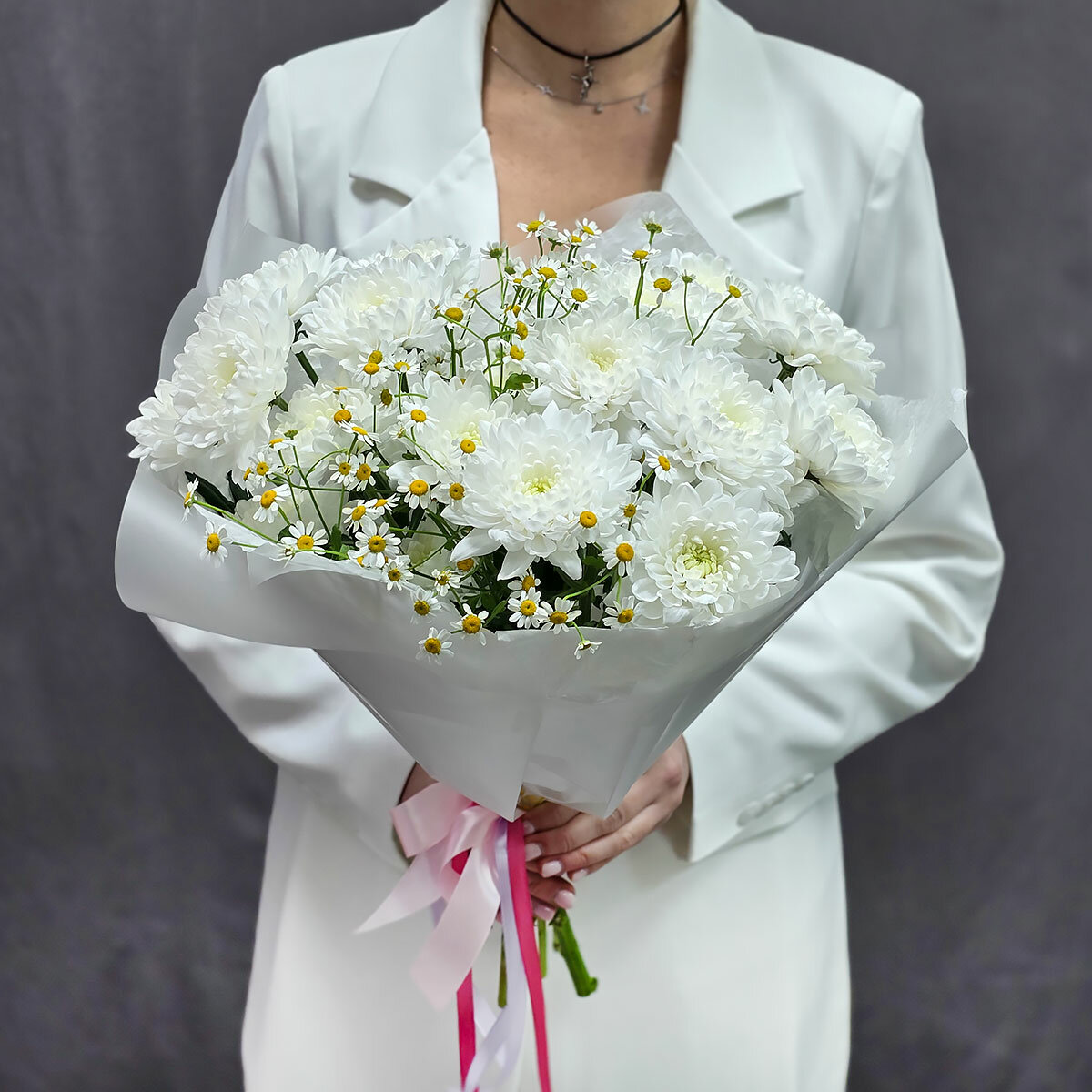 Монобукет "Светлость полевая" Талисман Флора, на стеблях, 40 см