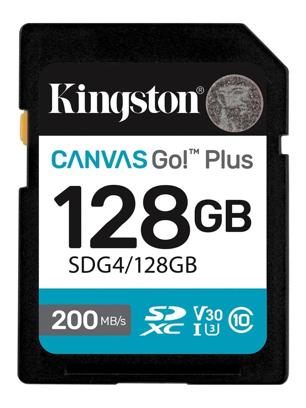 Карта памяти SDXC UHS-I U3 Kingston Canvas Go! Plus 128 ГБ, 200 МБ/с, Class 10, SDG4/128GB, 1 шт, без адаптера