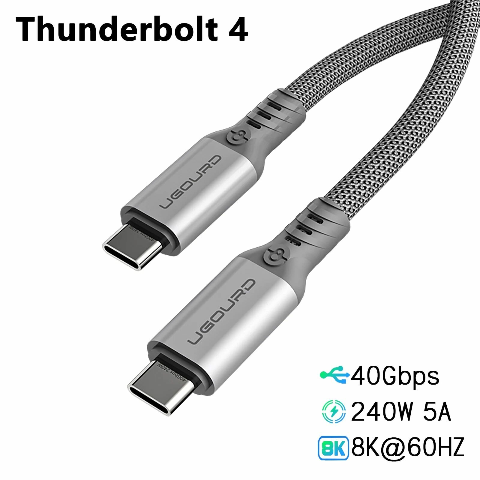 UGOURD Кабель для компьютерной периферии USB Type-C/USB Type-C, 0.5 м, серый кабель USB-C 0.5 метра для компьютера