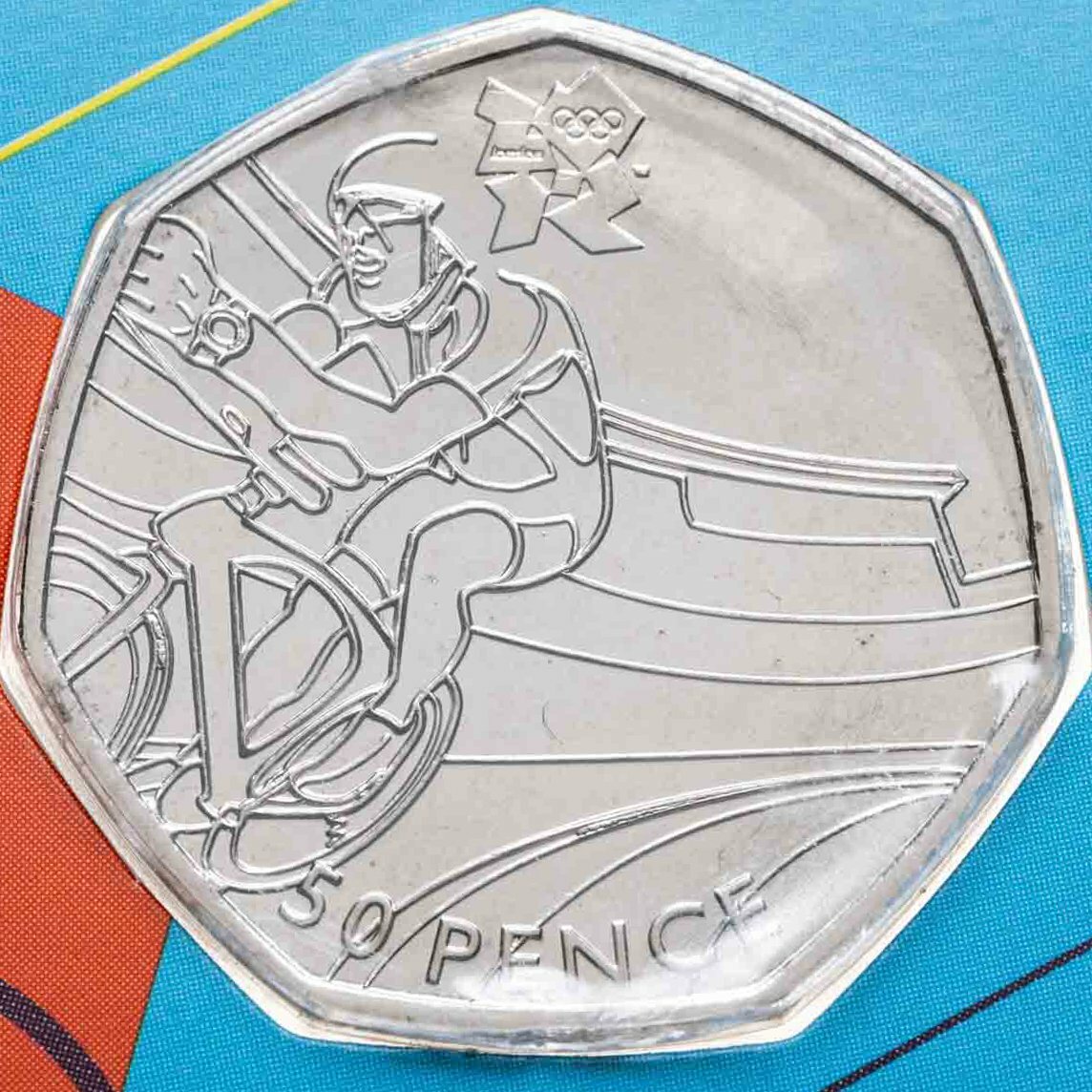 Великобритания 50 пенсов pence 2011 "XXX летние Олимпийские Игры, Лондон 2012 - Велоспорт" в буклете, Мельхиор медь-никель, в сохранности UNC