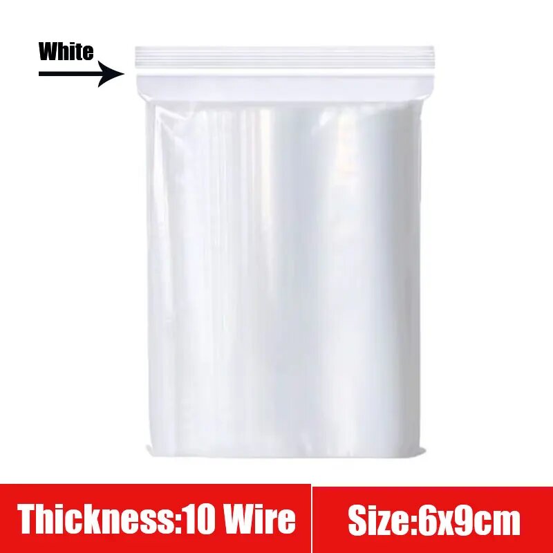 Прозрачные герметичные пакеты на молнии, пластик, 100 шт. 6x9cm 10Wire White