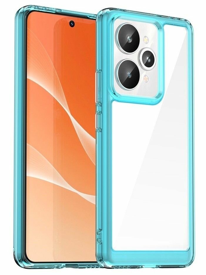 Чехол на Realme 15 Pro 5G пластиковый с силиконовой окантовкой бирюзовый