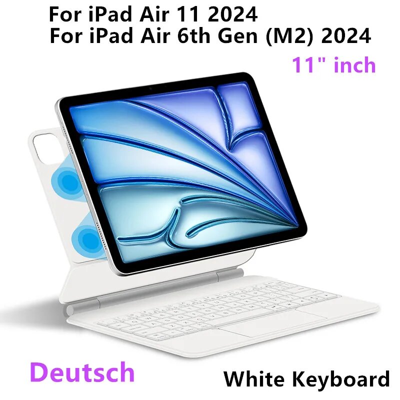 HUWEI Волшебная клавиатура для iPad Air 11 2024 White German