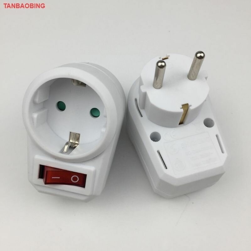 Европейский переходник с 1-контактной вилкой адаптера питания с переключателем 16A AC250V