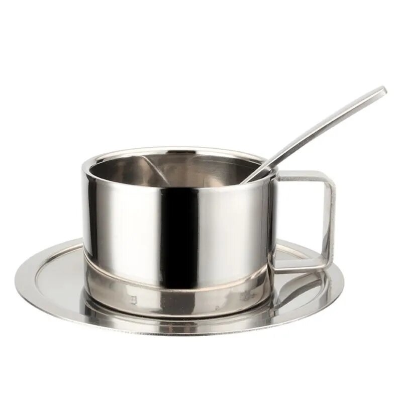 Чайная кофейная пара IKEA из нержавеющей стали с ложкой для кофе и чая