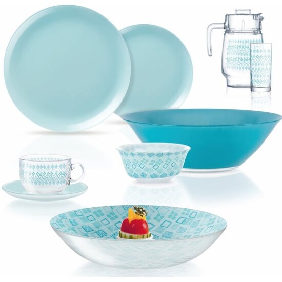 Столовый набор Luminarc SIMPLY FANTASIA TURQUOISE 44 предмета (V2713)