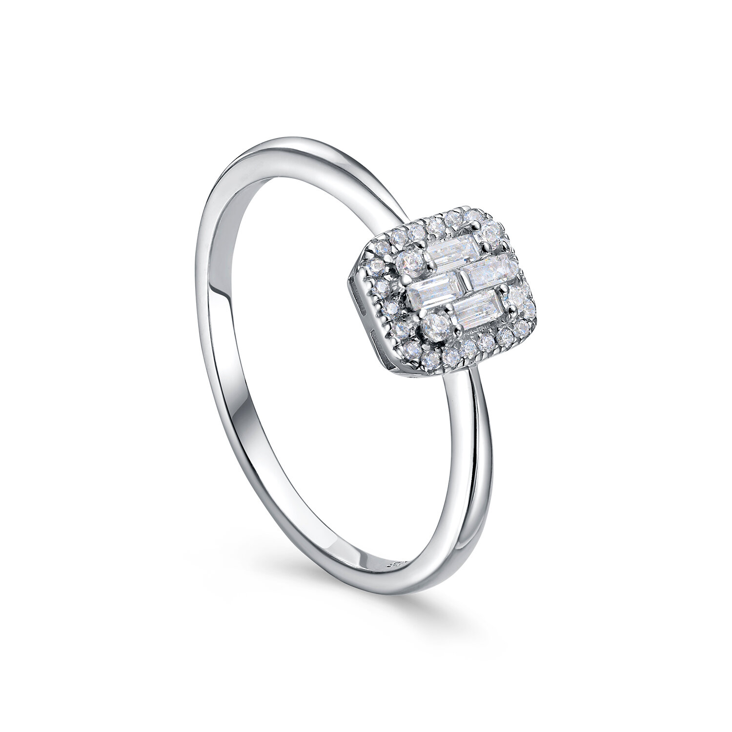 Кольцо тонкое, серебро, 925 проба, фианит