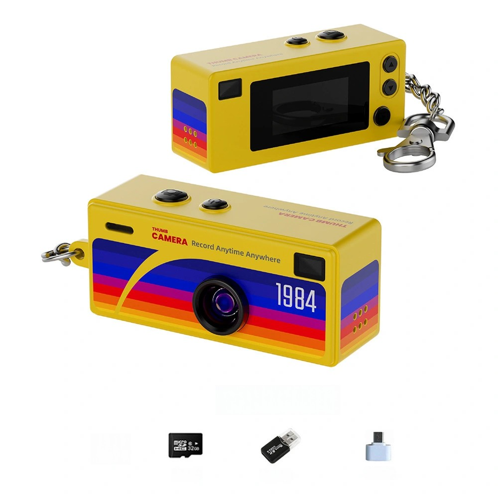 Мини-камера G6 Thumb Camera 1080P HD – Ключница-видеорегистратор с широкоугольным объективом 130°, ретро-дизайн（32GB）