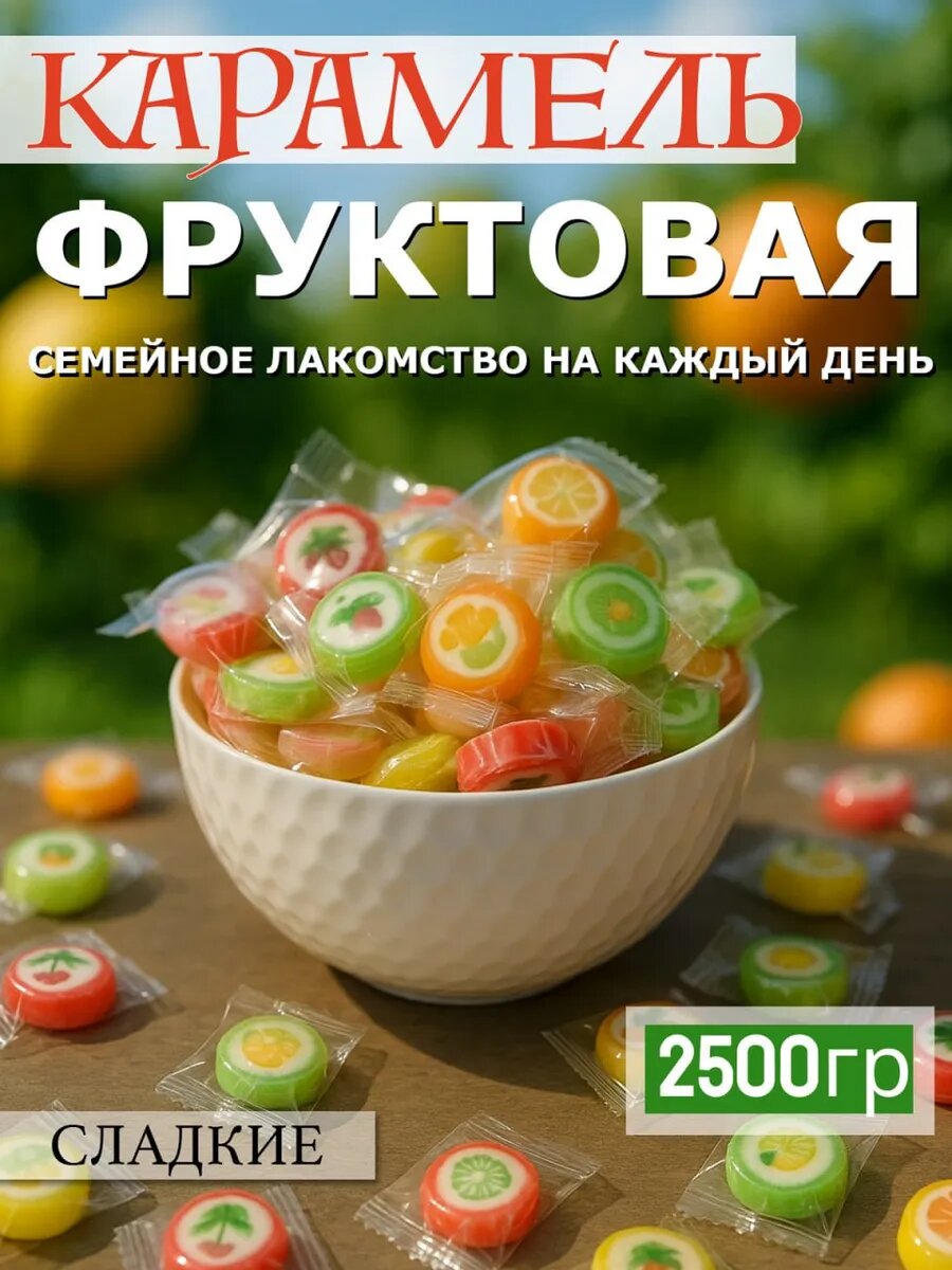 Карамель фруктовая 2.5 кг