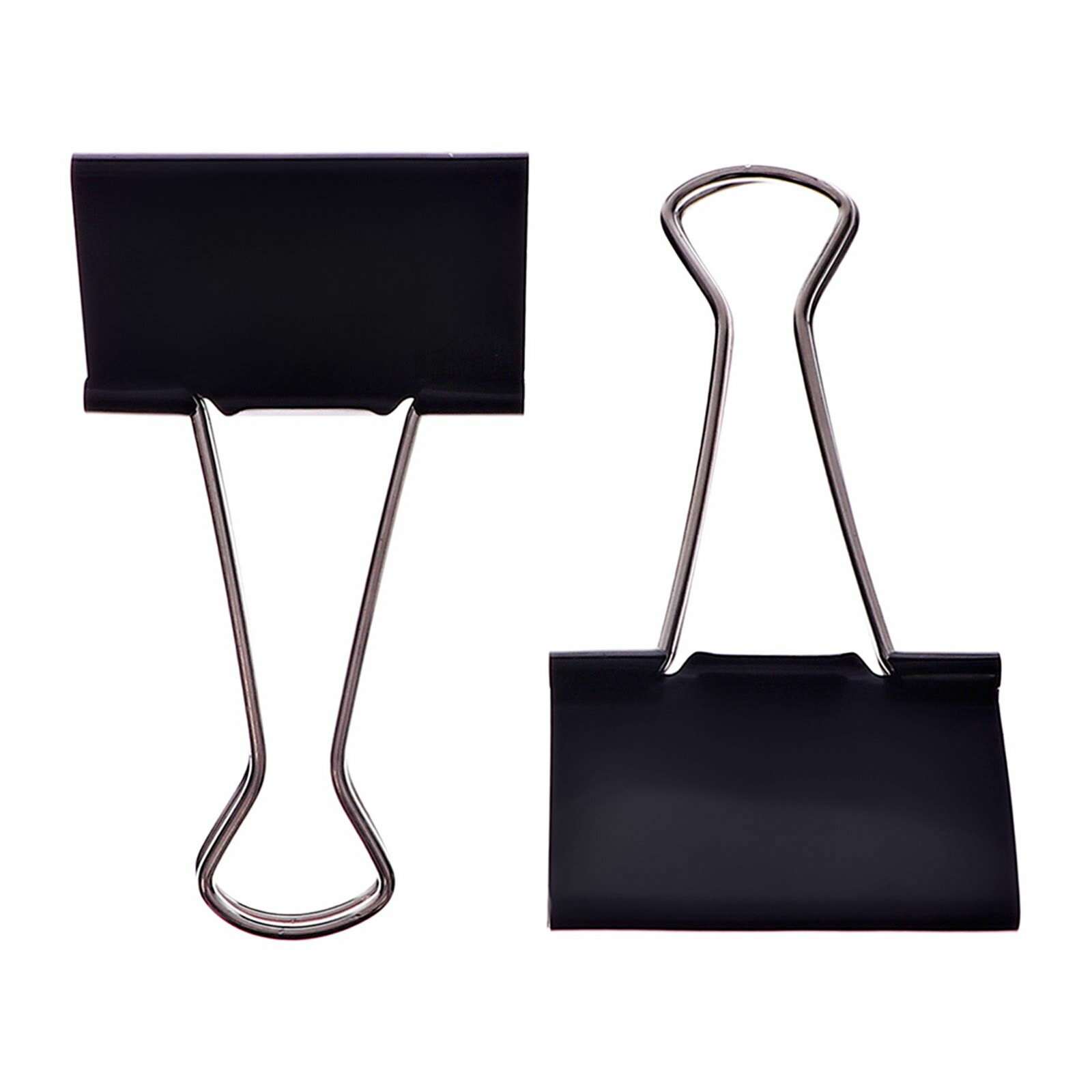 Набор зажимов для бумаг черных 60 мм 2 штуки в пакете, цвет: чёрный