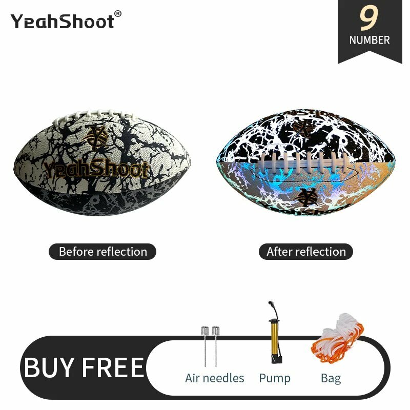 Голографический регбийный мяч YS001 Белый, black and white