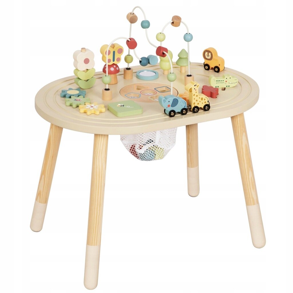Обучающий столик Tooky Toy - Деревянный игровой столик в стиле сафари - TJ789
