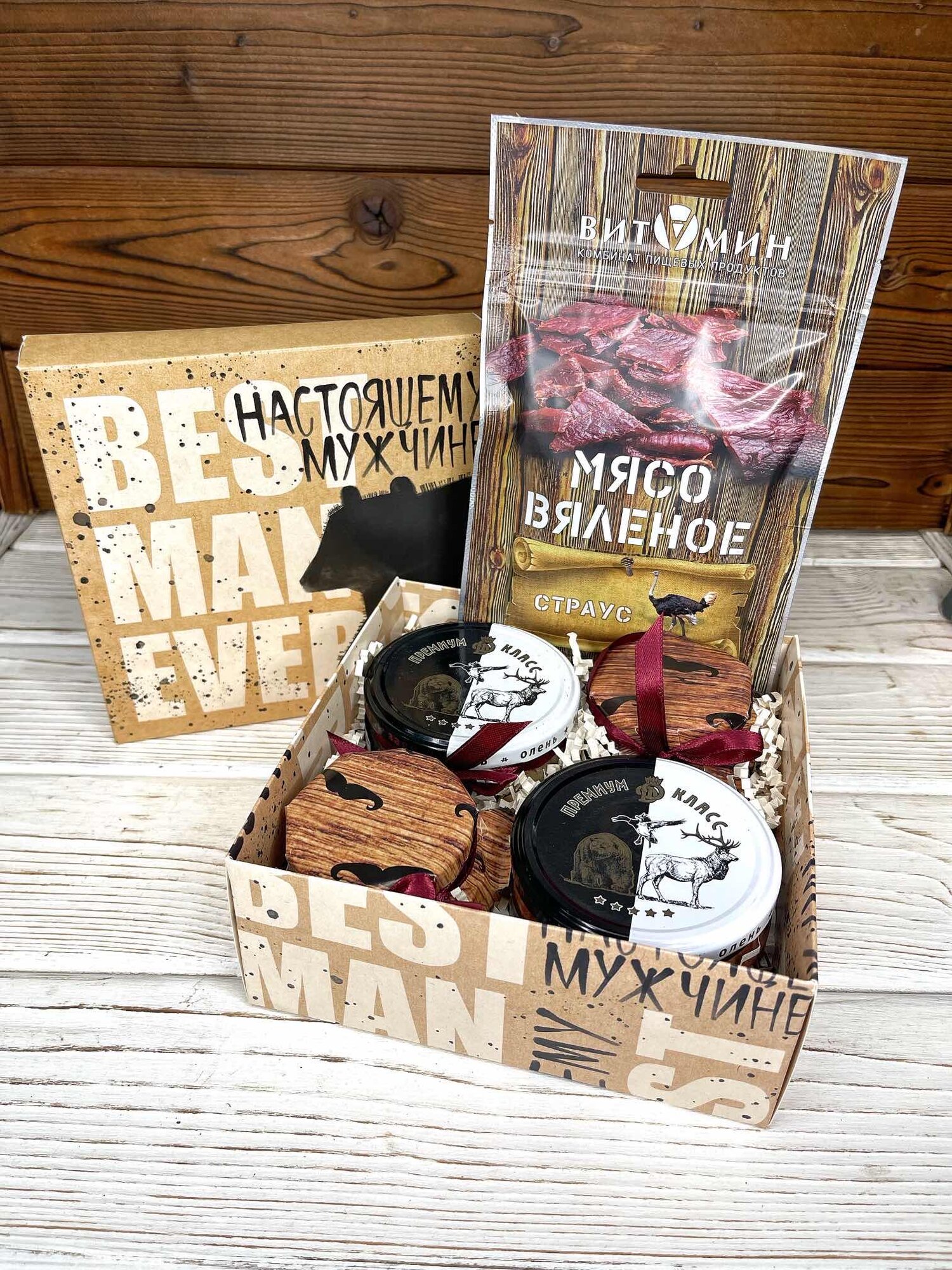 Подарочный набор "Охотничье дефлопе", с мясными деликатесами от Zakazpodarka24