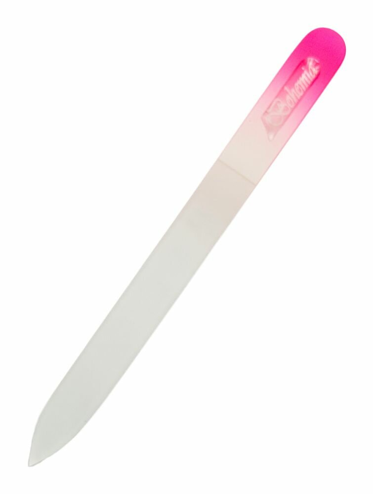 Пилка стеклянная полирующая Bohemia 135 мм для ламинирования ногтей, бело-розовая