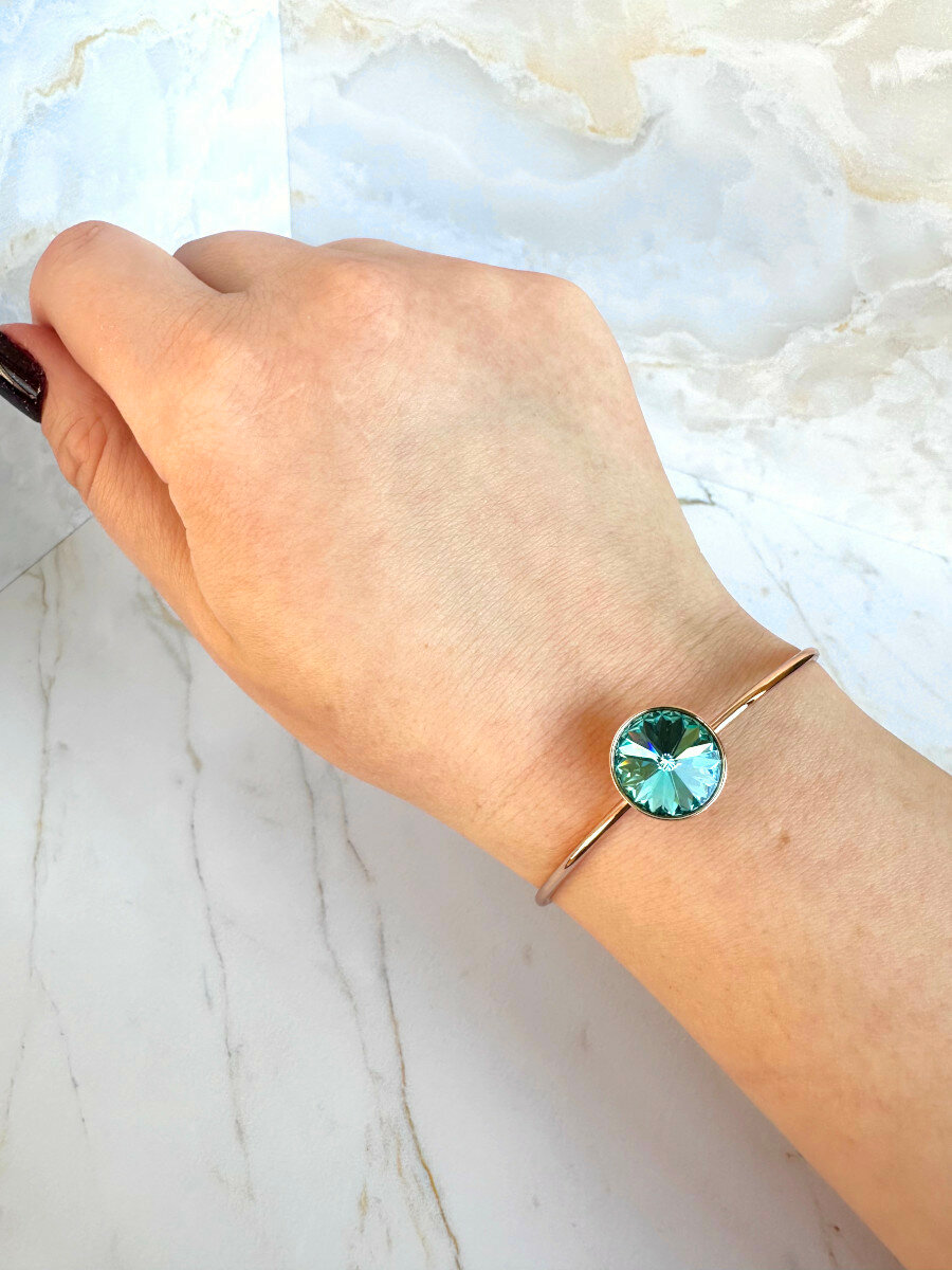 Браслет-бэнгл, кристаллы Swarovski