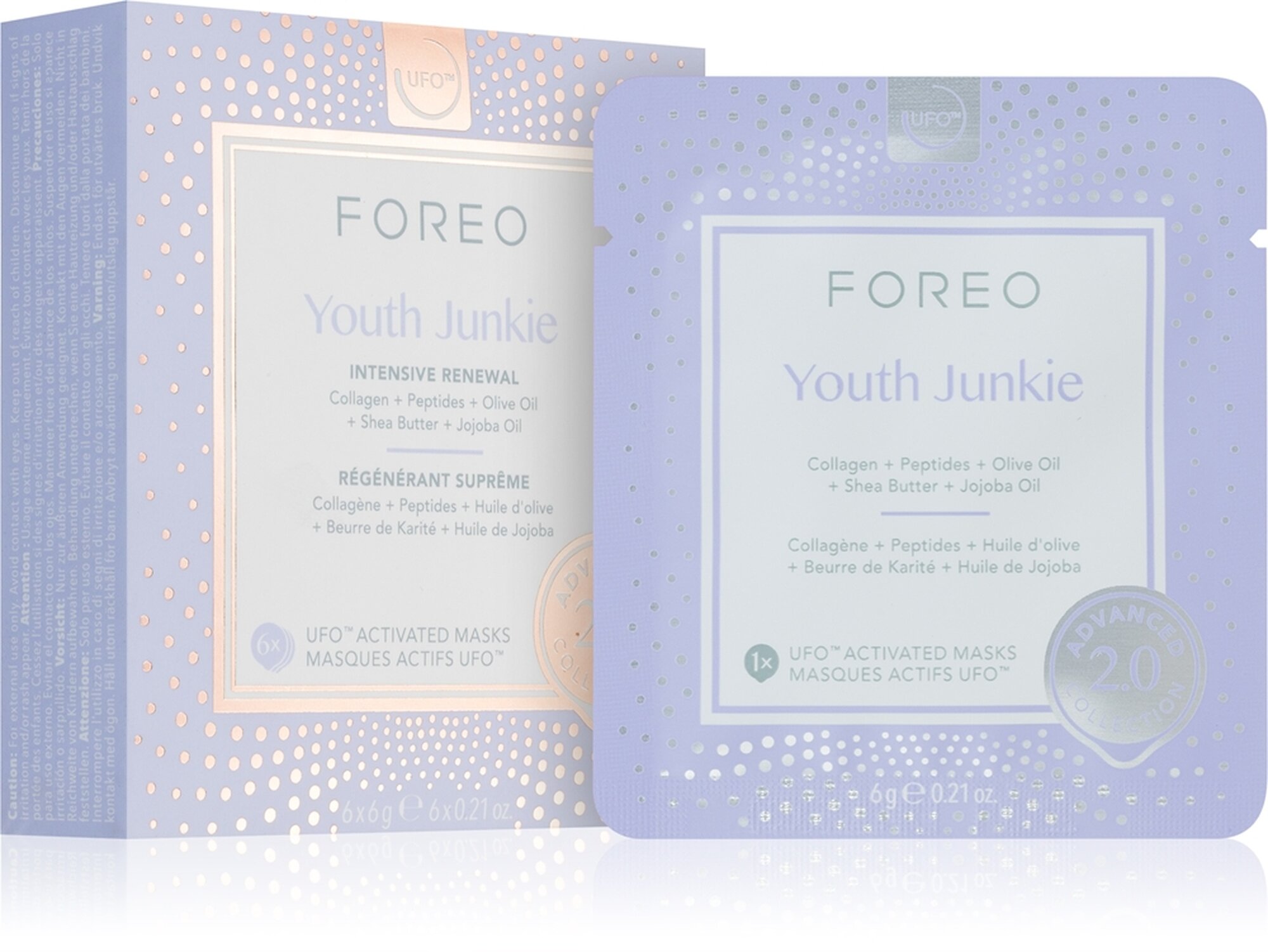 Антивозрастная маска для лица Foreo " UFO Youth Junkie ", 6 шт