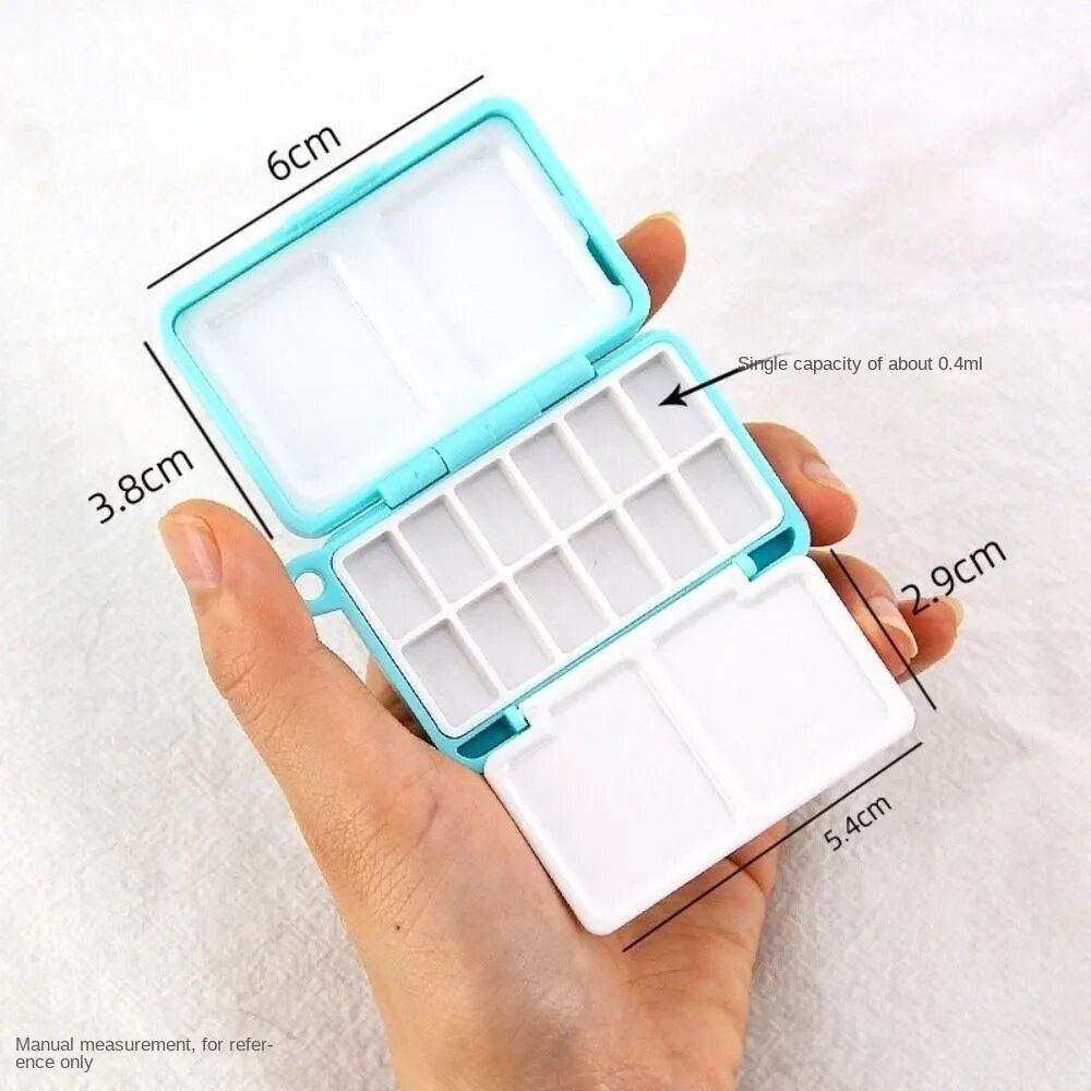 Подпакет акварельных красок, пластик, светло-синий, 12 ячеек, 6x3.8x2.9 см