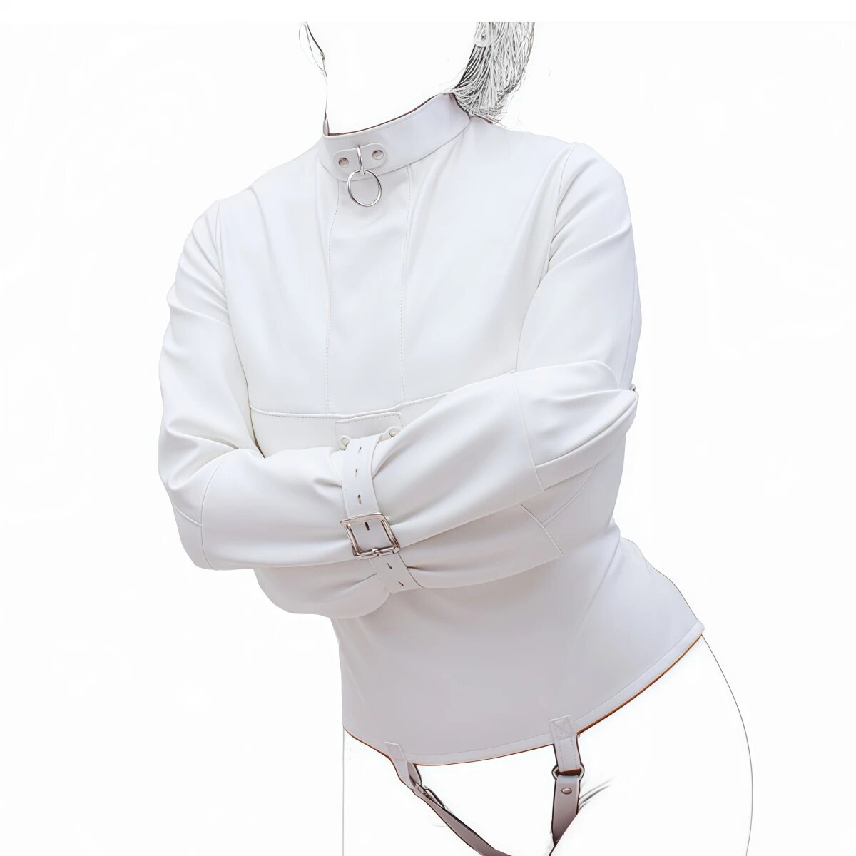Белая кожаная куртка женская, L, Rose Red