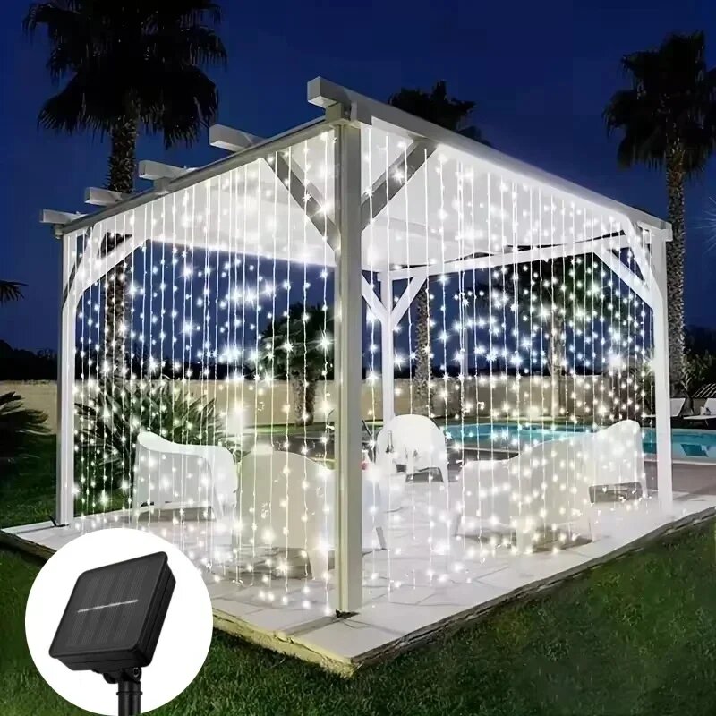 Солнечная гирлянда-штора 3x1 м, 100 LED, белый свет