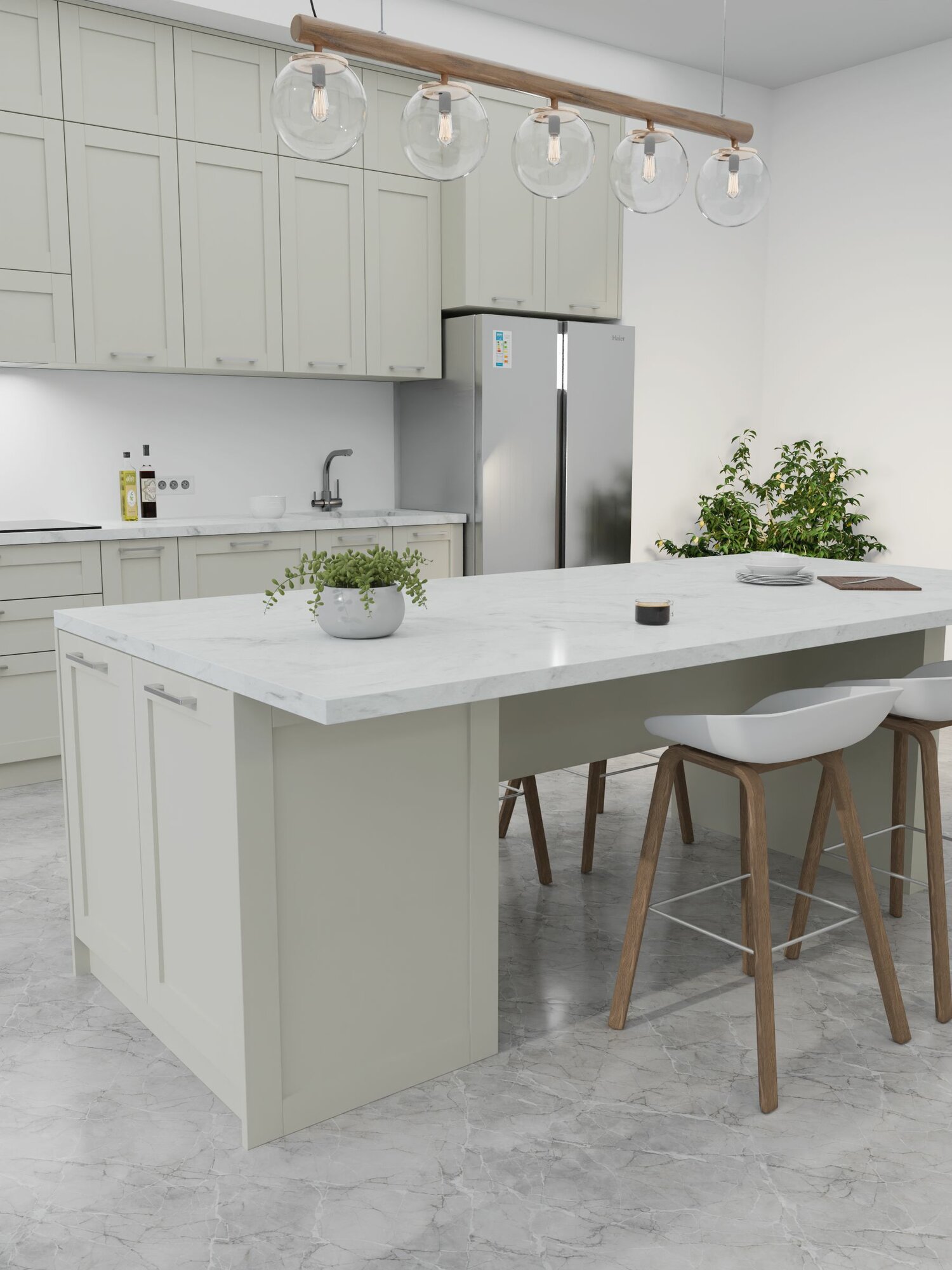 Кухонный модуль стол остров, искусственный камень, бежевый