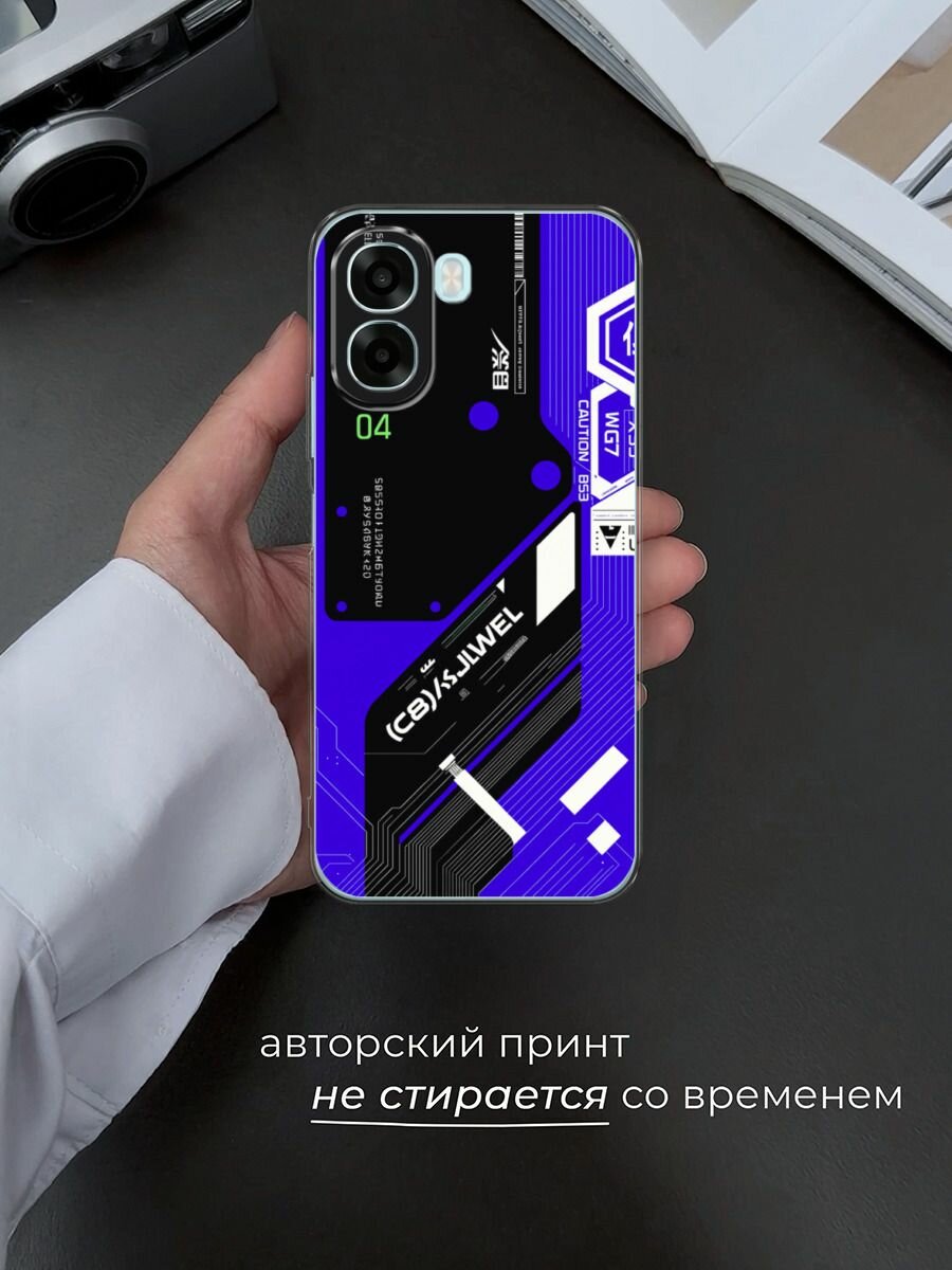 Силиконовый чехол на Oppo A6x / Оппо A6x с принтом Неоновый киберпанк — фото 1