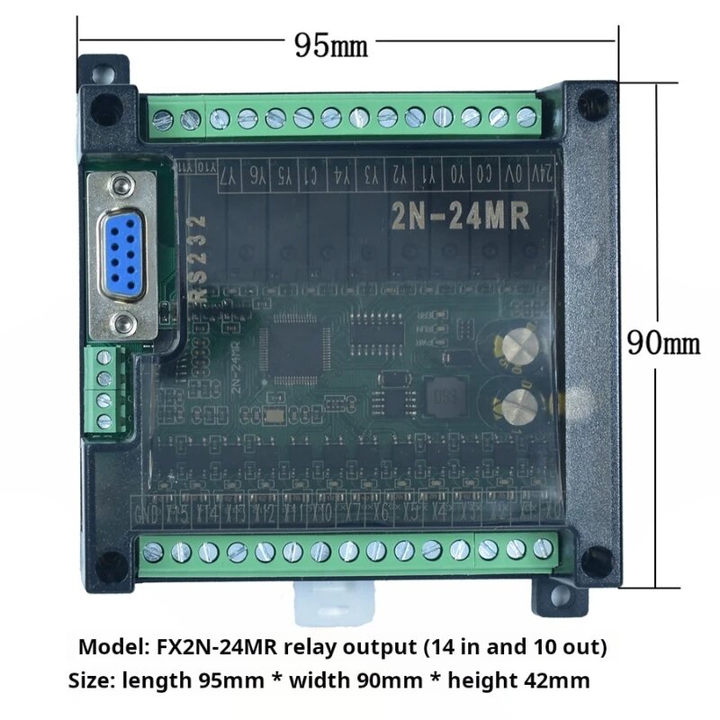 FX2N-24MR PLC, 14 входов, 10 выходов, 95x90 мм