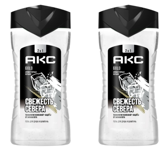 АКС Гель для душа и шампунь Gold, мужской, 250 мл, 2 шт