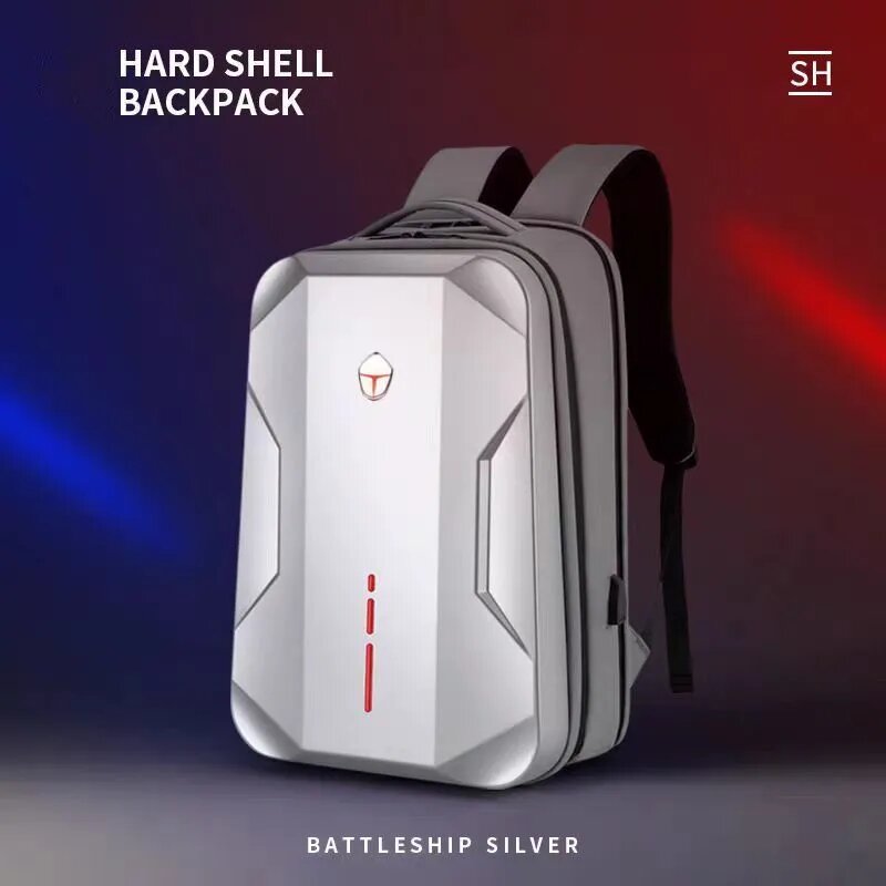 Рюкзак Thunderobot Hard Shell для ноутбука 15-17.3 дюймов Battleship Silver из ABS и Оксфорд