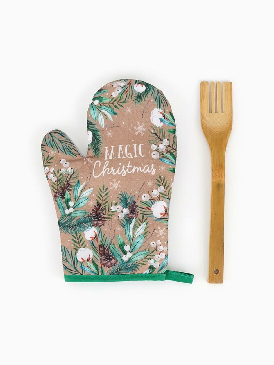Набор подарочный "Magic Сhristmas" варежка-прихватка, лопатка дерево