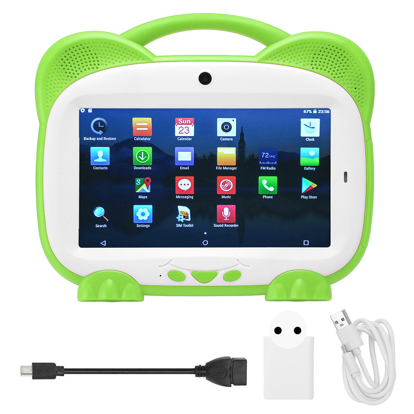 7дюймовый детский планшет на Android 10.0 с поддержкой Bluetooth, WiFi, звонков, 4 ГБ ОЗУ, 32 ГБ ПЗУ