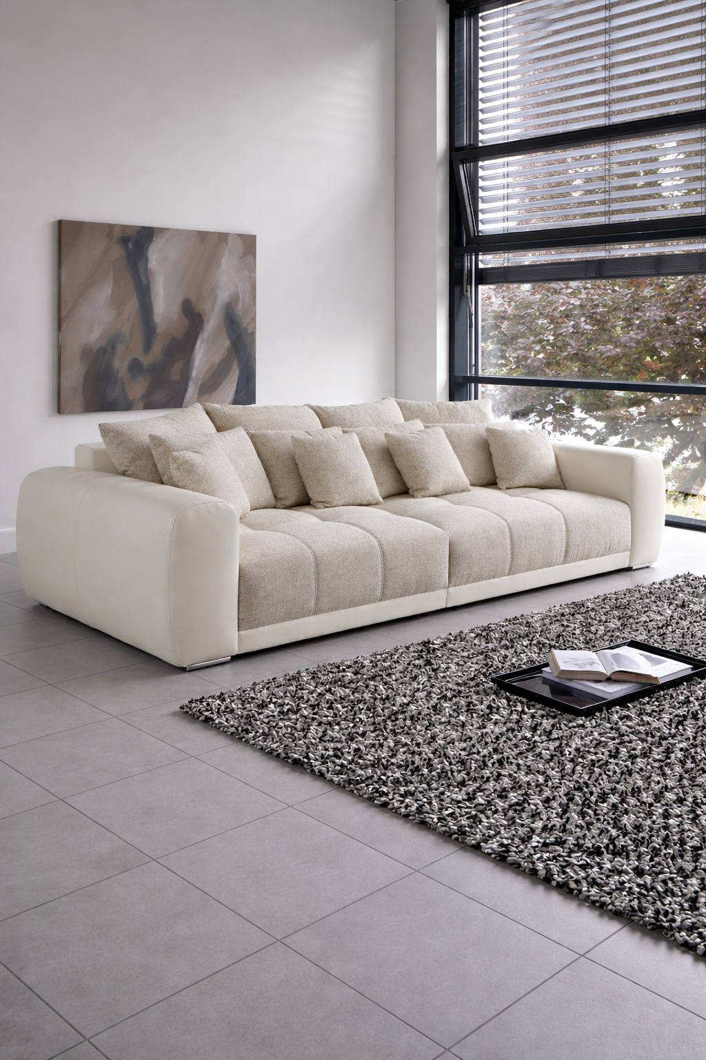 Диван-еврокнижка Harizma-Mebel "Романс мод1", бежевый, антивандальный, ящик для хранения, 280x220 см