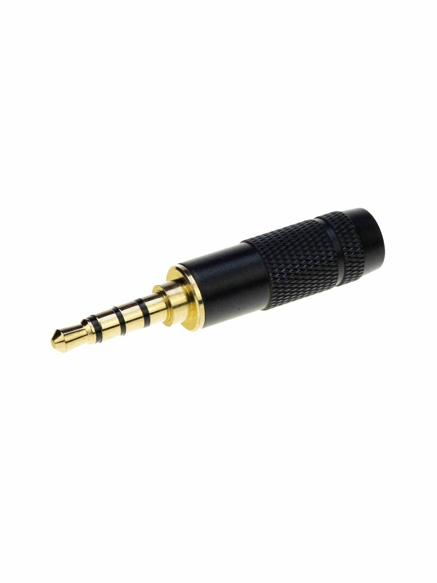 Штекер Mini Jack 3.5мм, 4pin (Черный) (Рефленый джек)