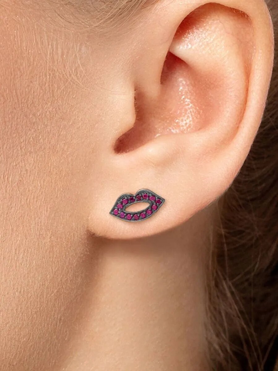 Моносерьга Vesna, красное золото, 585 проба, родирование, рубин